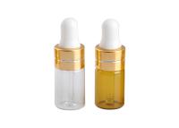China 3ml Mini Glass Essential Oil Bottles with Gold Aluminum Pump - Clear & Brown Travel Containers for sale