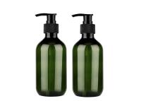 China 300ML Green Plastic Bottles with Black Lotion Pump Dispenser for Shampoo and Cosmetics - SPCB-11 Model for sale