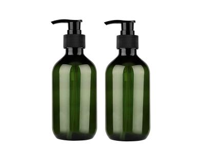China 300ML Green Plastic Bottles with Black Lotion Pump Dispenser for Shampoo and Cosmetics - SPCB-11 Model for sale