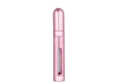 China 12ml Pink Glass Perfume Bottle with Aluminum Surface - Refillable Travel Atomizer for Personal Care for sale