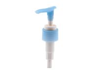 China PP Aluminum Lotion Dispenser Pump 24/410 Clear Blue with Smooth Surface - Custom Colors Available for sale