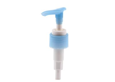China PP Aluminum Lotion Dispenser Pump 24/410 Clear Blue with Smooth Surface - Custom Colors Available for sale