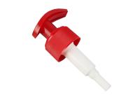 China Red Lotion Dispenser Pump with Left-Right Switch - 28/410 Size, PP Plastic Construction, 5000pcs MOQ for sale