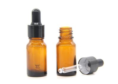 China 10ml Amber Glass Essential Oil Dropper Bottles with Black Aluminum Cap - UV Protection & Leak-Proof Design for sale
