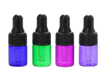 China 2ml Multicolors Essential Oil Glass Bottles with Plastic Dropper - Rose Red, Blue, Green, Purple Recyclable Vials for sale