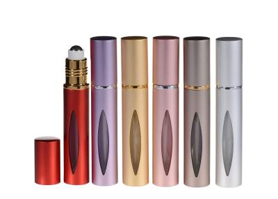 China 10ml Aluminum Roller Ball Bottles with Glass Interior for Essential Oils - 5 Color Options for sale
