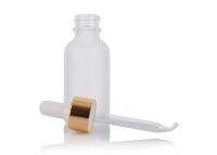 China 30ml Refillable Essential Oil Glass Bottle with Gold Metal Cap and Precision Glass Dropper for sale