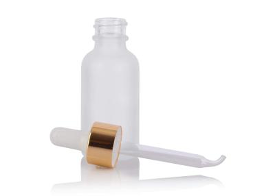 China 30ml Refillable Essential Oil Glass Bottle with Gold Metal Cap and Precision Glass Dropper for sale