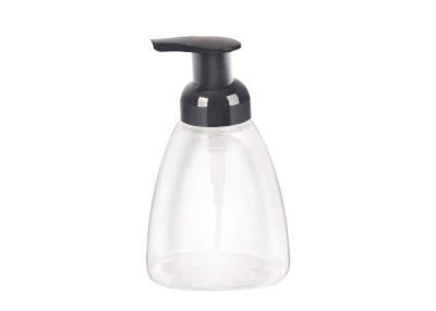 China 250ml Transparent PET Foaming Soap Bottle with Black Foam Pump BPA Free for sale