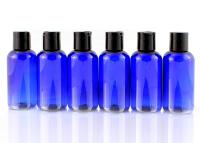 China Blue 100ml BPA-Free Plastic Cosmetic Bottle with Black Flip Cap for Shampoo Lotion Travel for sale
