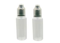 China 20ml Reusable Smoke Oil Bottles with Anti-Theft Cap and Dropper - Transparent PE Plastic with Gray PP Cap for sale