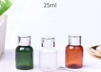 China 25ml Plastic PET Cosmetic Bottle with Aluminum Lid for Shampoo Shower Gel Travel Packing for sale