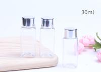 China 30ml Square Plastic Cosmetic Bottles with Aluminum Lids - Clear PET Containers SPCB38 Model for sale