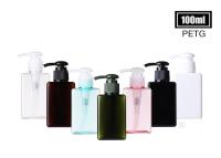 China 100ml PETG Cosmetic Lotion Bottle Ribbed Surface Non Spill Pump for Shampoo Shower Gel for sale