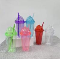 China Double Wall Plastic Acrylic Insulated Tumbler 16oz with Lid and Straw for sale