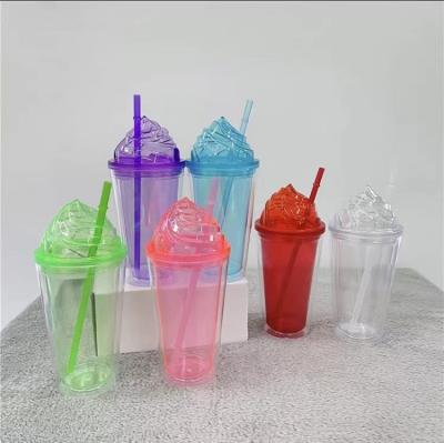 China Double Wall Plastic Acrylic Insulated Tumbler 16oz with Lid and Straw for sale