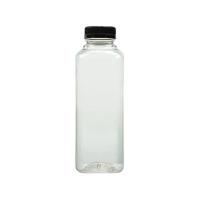 China 16oz Empty Square PET Plastic Beverage Bottle with Cap Transparent 10000pcs MOQ for sale