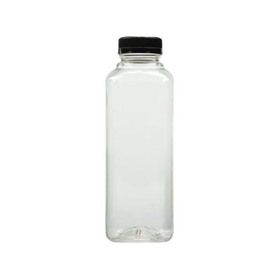 China 16oz Empty Square PET Plastic Beverage Bottle with Cap Transparent 10000pcs MOQ for sale