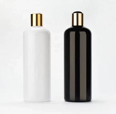 China Custom PET Plastic Shampoo Bottle 100ml-250ml with Gold Black White Disc Top Cap - Wholesale Packaging for sale