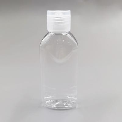 China Customized PET Plastic Oval Flat Hand Sanitizer Squeeze Bottle With Flip Top Cap 60ml for sale