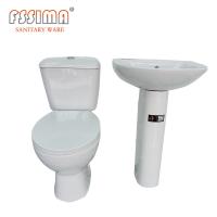 China France Classical Style Ceramic Sanitary Ware Water Saving Two Piece Toilets With Basin for sale