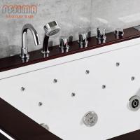 China 2 Person Freestanding Jetted Bathtub Hotel Indoor Whirlpool Wooden Top for sale