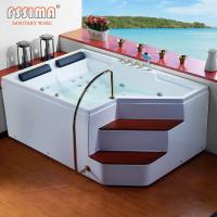 China 5.74FT 2 Person Freestanding Jacuzzi Tub With Jets Led Light Whirlpool for sale