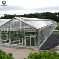 China Adjustable Shading Net Venlo Greenhouse  Multi Span Glass Green House for sale