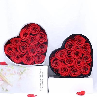 China Wholesale Price Velvet Flower Boxes Preserved Roses Heartshape Box Flower Valentine's Day for sale