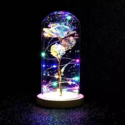 China 24k gold rose galaxy rose in forbidden glass 24k reg rose 24k rainbow rose for sale