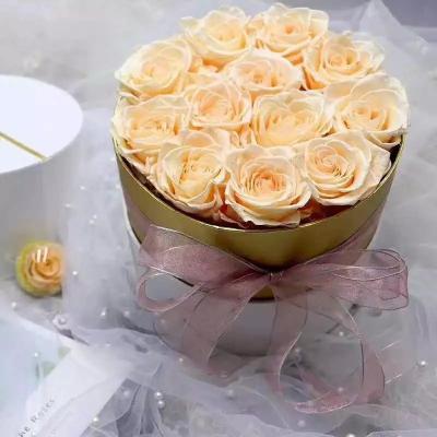 China Valentine's day Christmas preserved fresh flower gifts wholesale preserved rose gift box holding bucket for sale