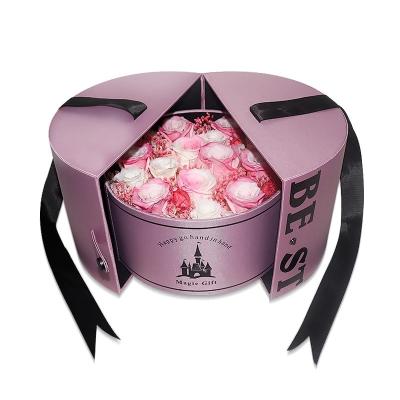 China New Style Best Valentines′ Day Gift Magic Castle Preserved Roses Flower in Round Gift Box for Your Love for sale