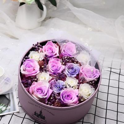 China 2020 New Design Romantic Valentines′ Day Gift Preserved Roses Flower 12 Roses in Round Gift Box for Wife or Girlfriend for sale