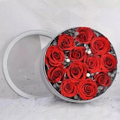 China Forever Preserved Real Roses in a round box, Long Lasting Luxury Roses that last a year  rose gift for sale