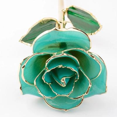 China Wholesale Price Preserved Gold Plated Roses Long Stem Rose Dipped In Gold Colors for sale