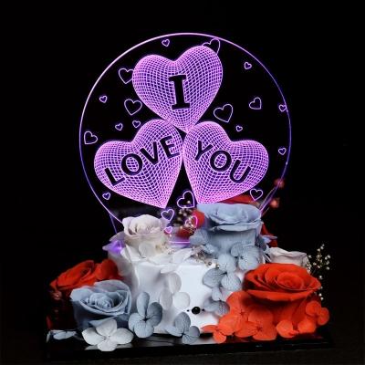 China Preserved flower with 3D light real infinity flower gift Natural Fresh flower rose for sale