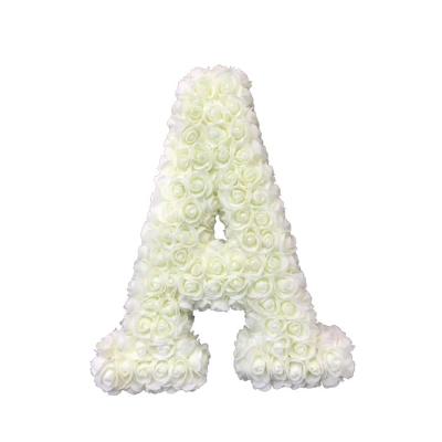 China New arrival Foam rose letter from A to Z 38cm PE Rose Flower Letter For Wedding Decoration A-Z Rose Letter for sale