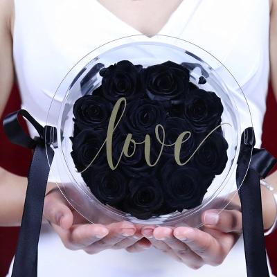 China Wholesale Forever Lasting Natural Preserved Real Roses in Acrylic Gift Box Valentines Day Gift for sale
