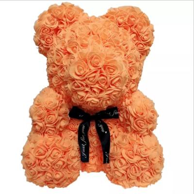 China Factory Price 20/40/60/70cm Artificial Rose Bear Foam Rose Teddy Bear For Christmas/Valentines Day Gift for sale