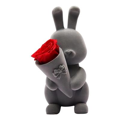 China Wholesale Price 40cm height Foam Rose Bunny Girl Friend Rose Rabbit for sale
