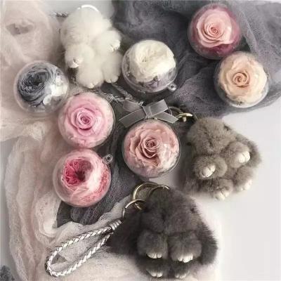China Christmas Hot Sell Mini Gift Preserved Rose Keychain rose gift for sale