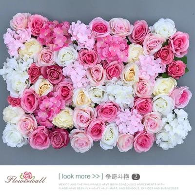 China Real Touch Artificial Flower Panel Silk Rose Wall For Wedding Stage Decoration for sale