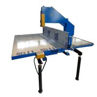 China Vertical Blade Saw Manual Cutter for EPE Leather Plastic Rubber Roll Mat Distribution for sale