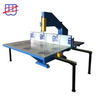 China Vertical Blade Saw Manual Cutter for EPE Leather Plastic Rubber Roll Mat Distribution for sale