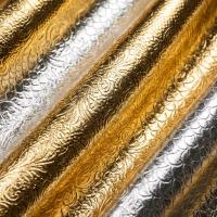 China Hot Sale Premium 0.9mm Stretch 3D Embossed Foil Printed Pearlescent Supple PU Synthetic Leather for Handbags & Luggage for sale