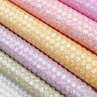 China Wholesale Metallic Shiny Hexagon Glitter PU Faux Leather Fabric with Stretch for Outdoor Use Shoes Bags & Sofa Making for sale