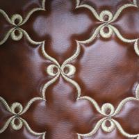 China Pvc Synthetic Leather Embroidered Vinyl  Glossy Cars Seat Embroid Fabric for sale