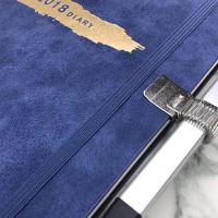 China Eco Friendly Blue Hot PU Thermo Leather for Notebook Cover Book Binding for sale