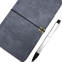 China Eco Friendly Blue Hot PU Thermo Leather for Notebook Cover Book Binding for sale