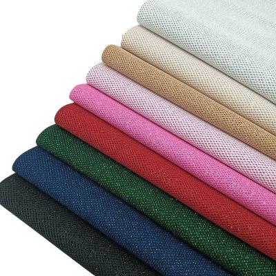 China Super Bright Fishnet Texture Glitter Shiny Glitter Pu Leather for Luggage Handbag Handmade Fabric for sale